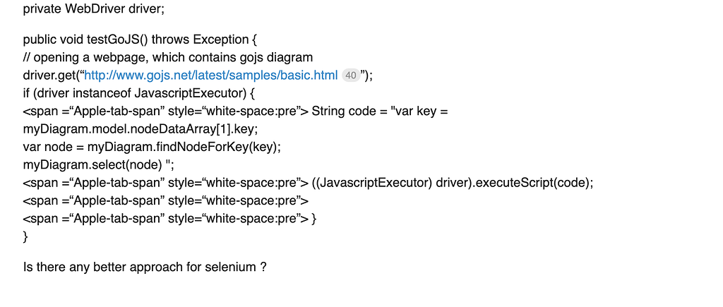 Unclear on testability of Gojs based on existing replies in form.nwoods ...