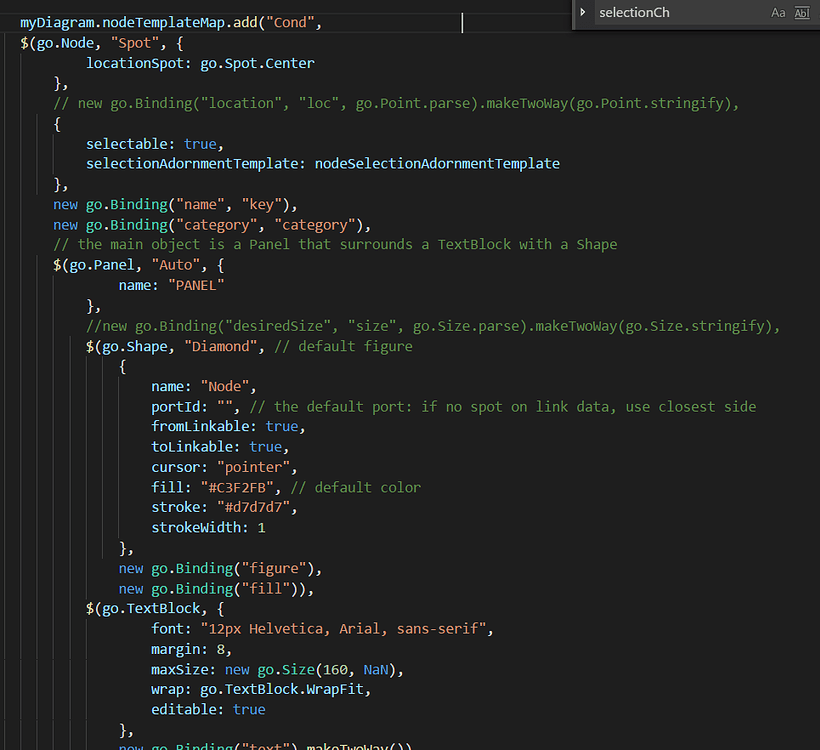 Whenever a node has a defined category, selectionChanged function is not getting triggered ...